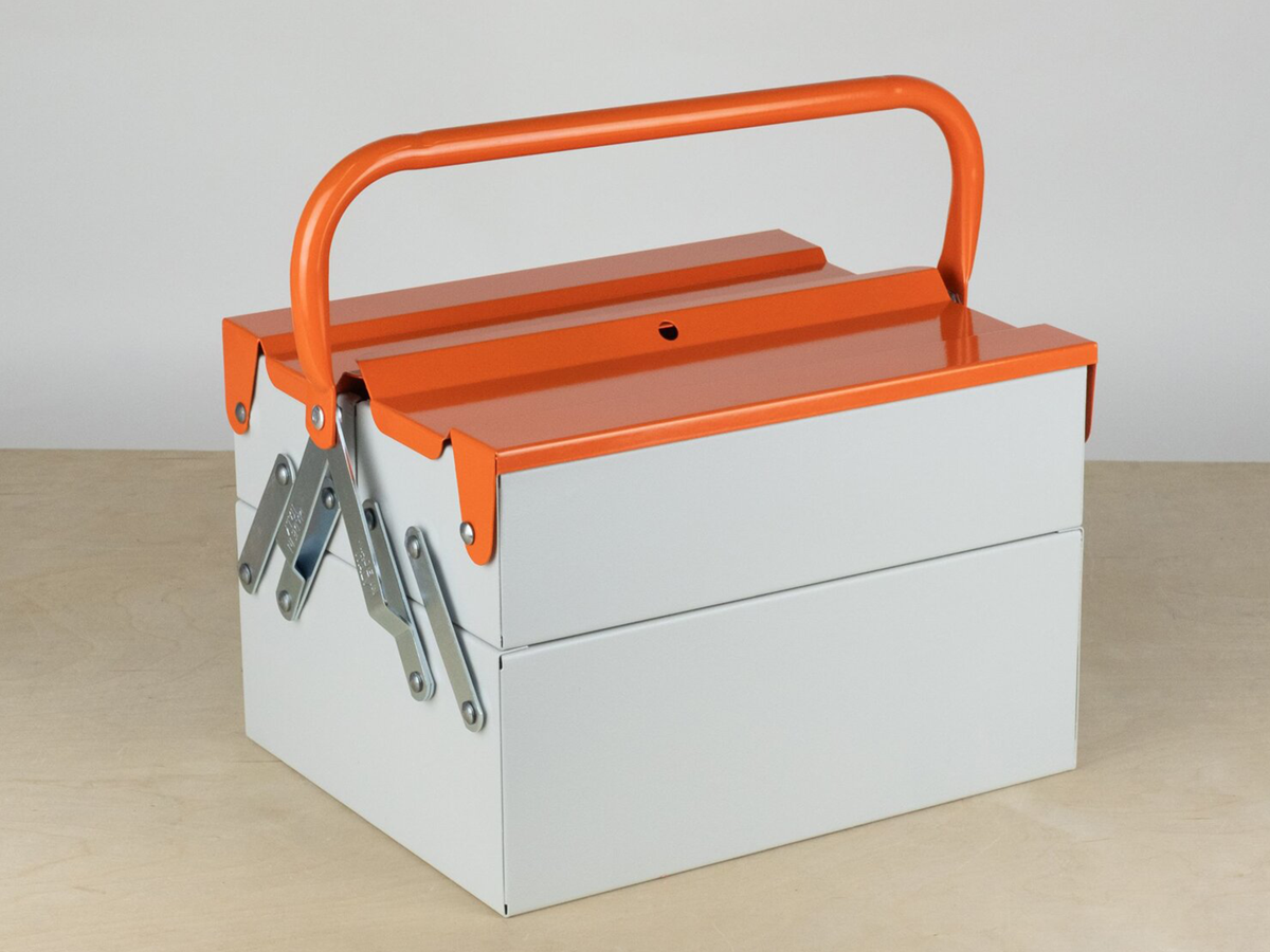 Compact Tool Box, Light Grey with Orange Top – Noteworthy Paper & Press