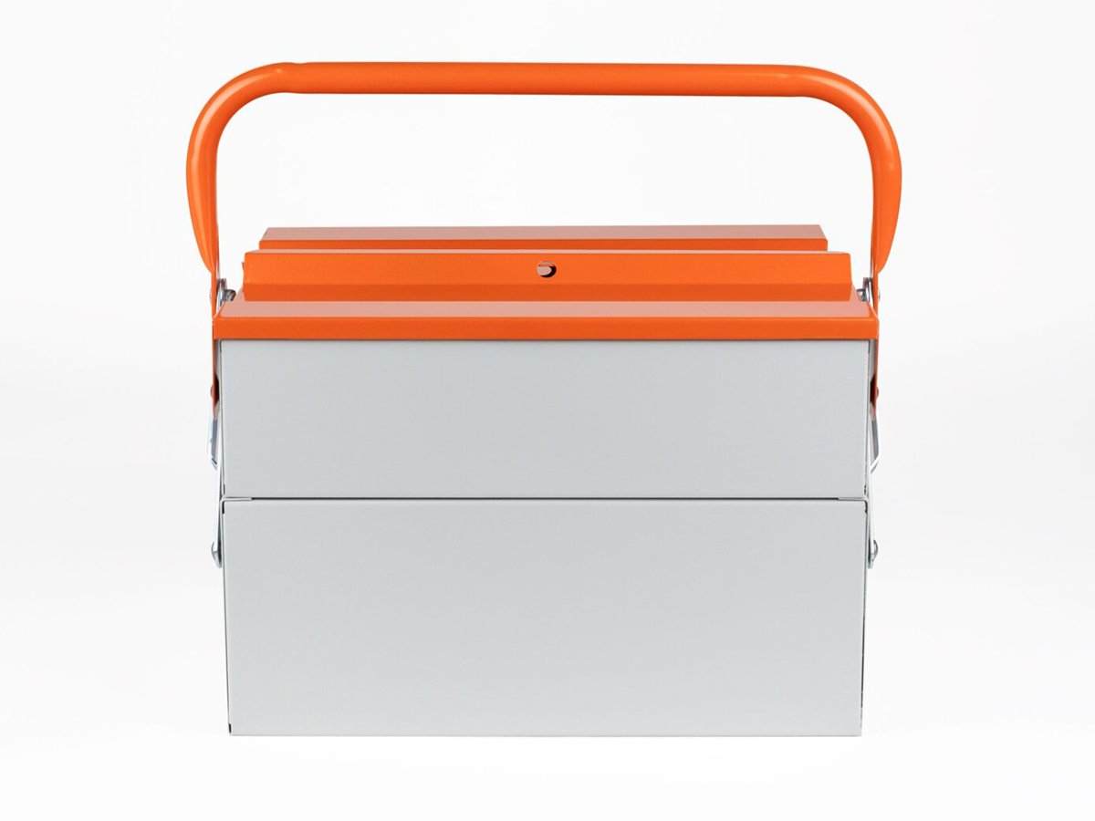 Compact Tool Box, Light Grey with Orange Top – Noteworthy Paper & Press