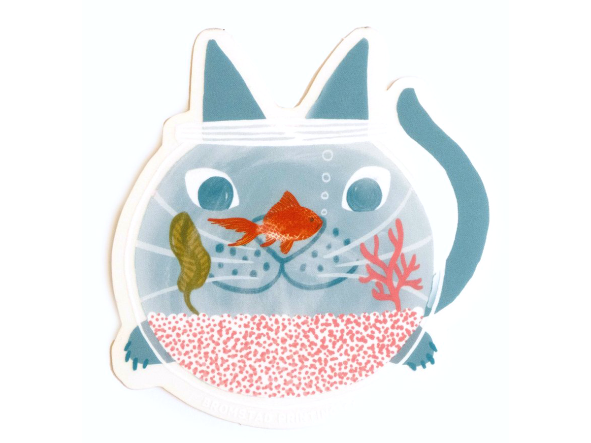 Fishbowl Cat, Clear Sticker – Noteworthy Paper & Press
