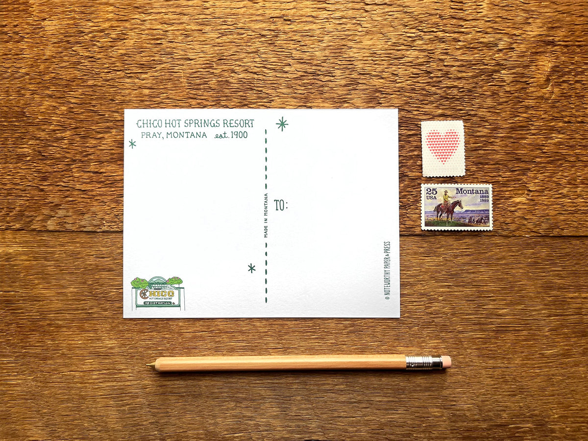 Chico Hot Springs Scenic Foil Postcard – Noteworthy Paper & Press