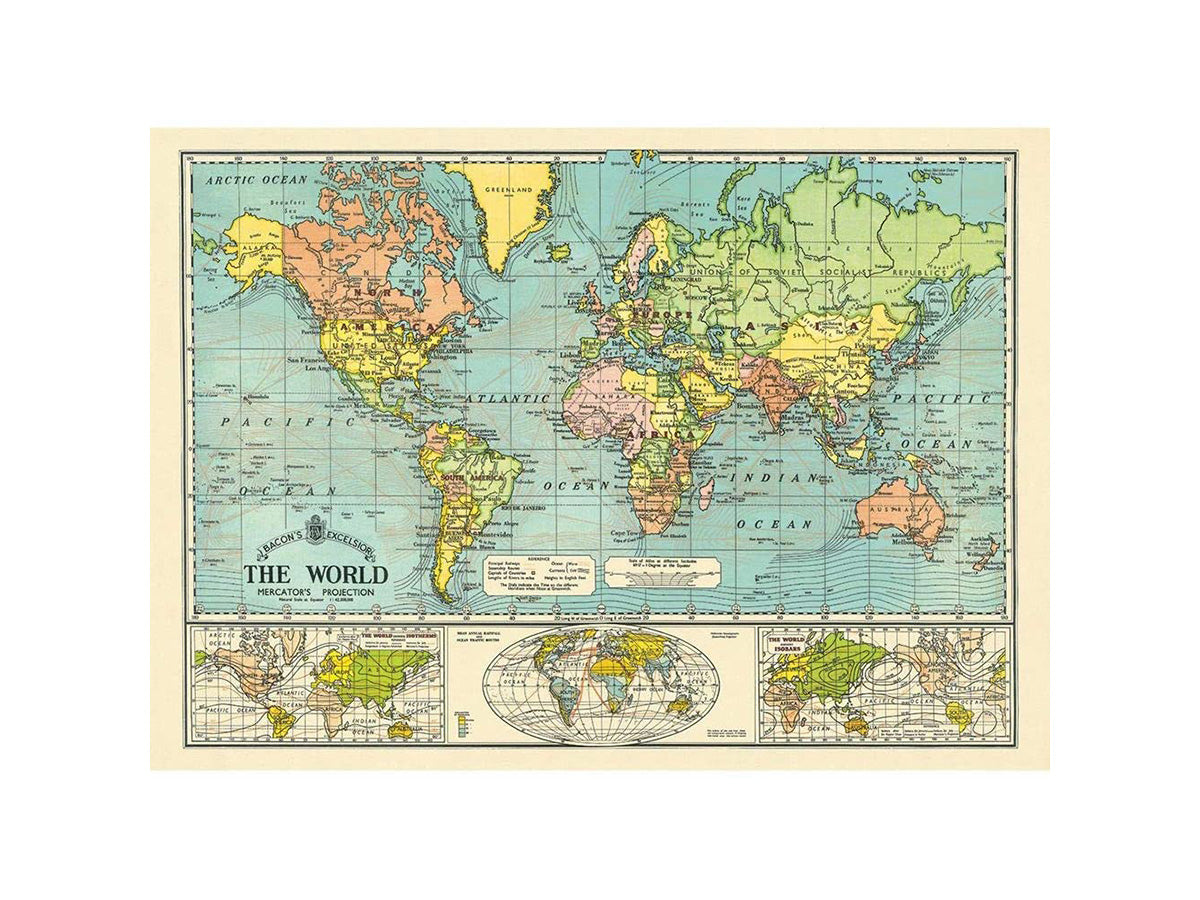 World Map, Single Sheet – Noteworthy Paper & Press