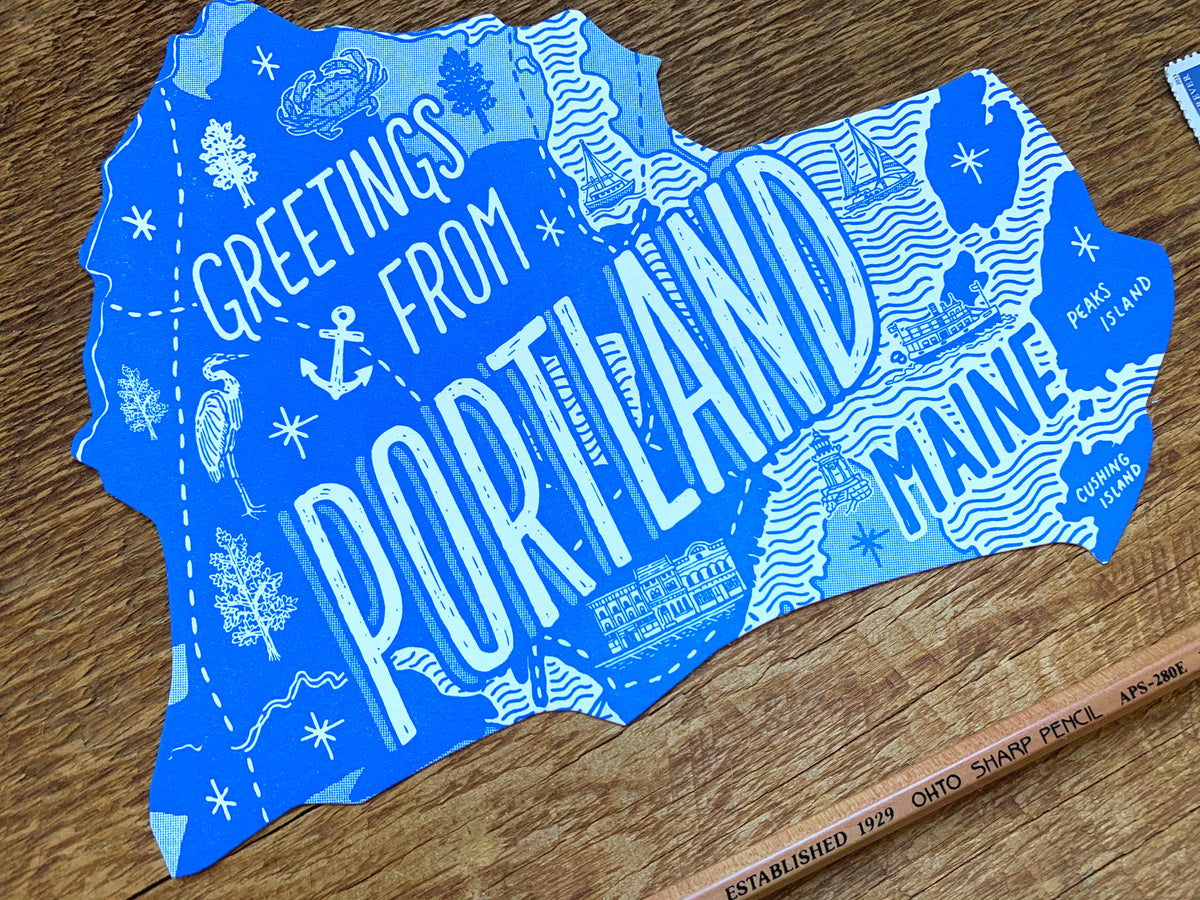 Greetings from Portland, Maine Postcard – Noteworthy Paper & Press